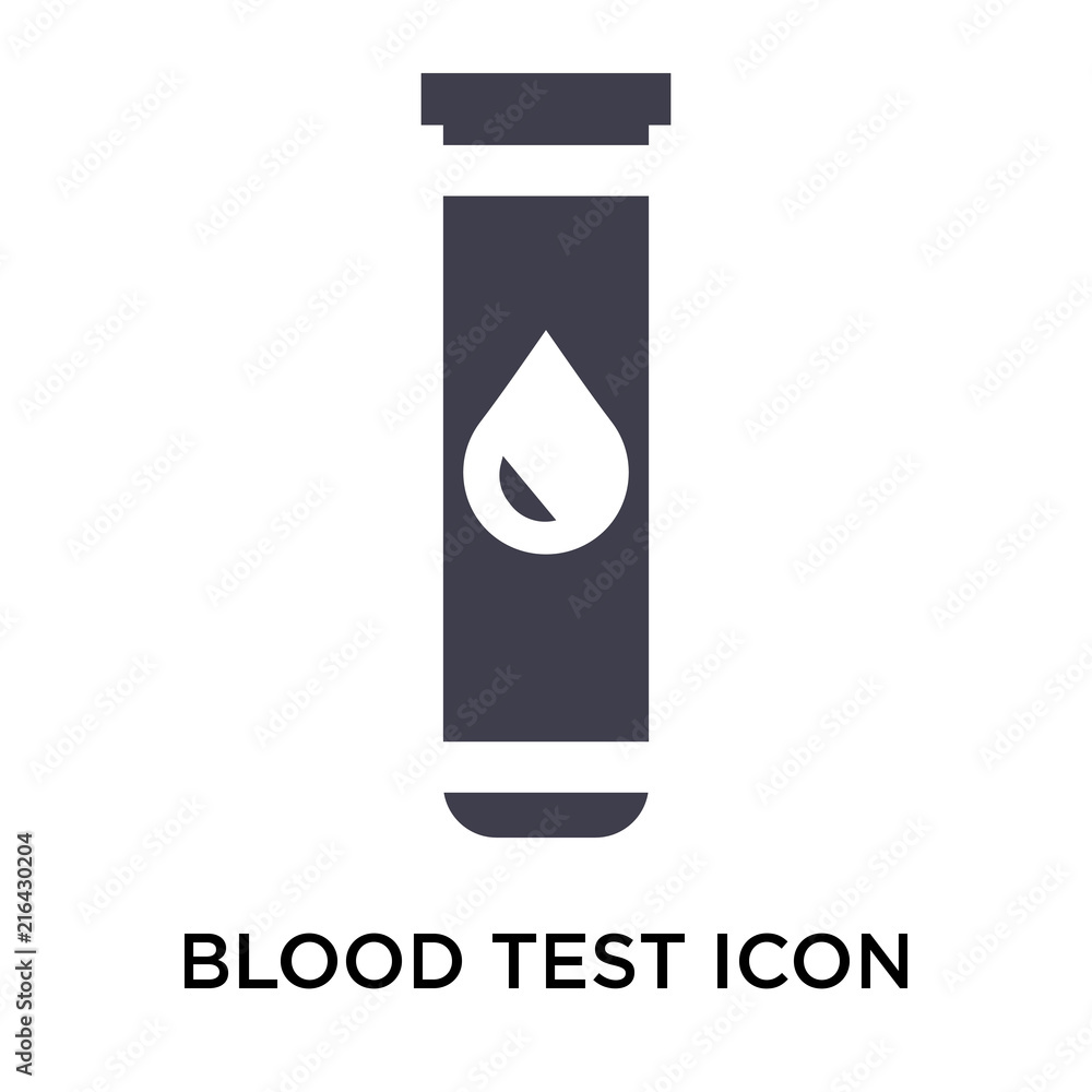 Blood test icon vector sign and symbol isolated on white background ...