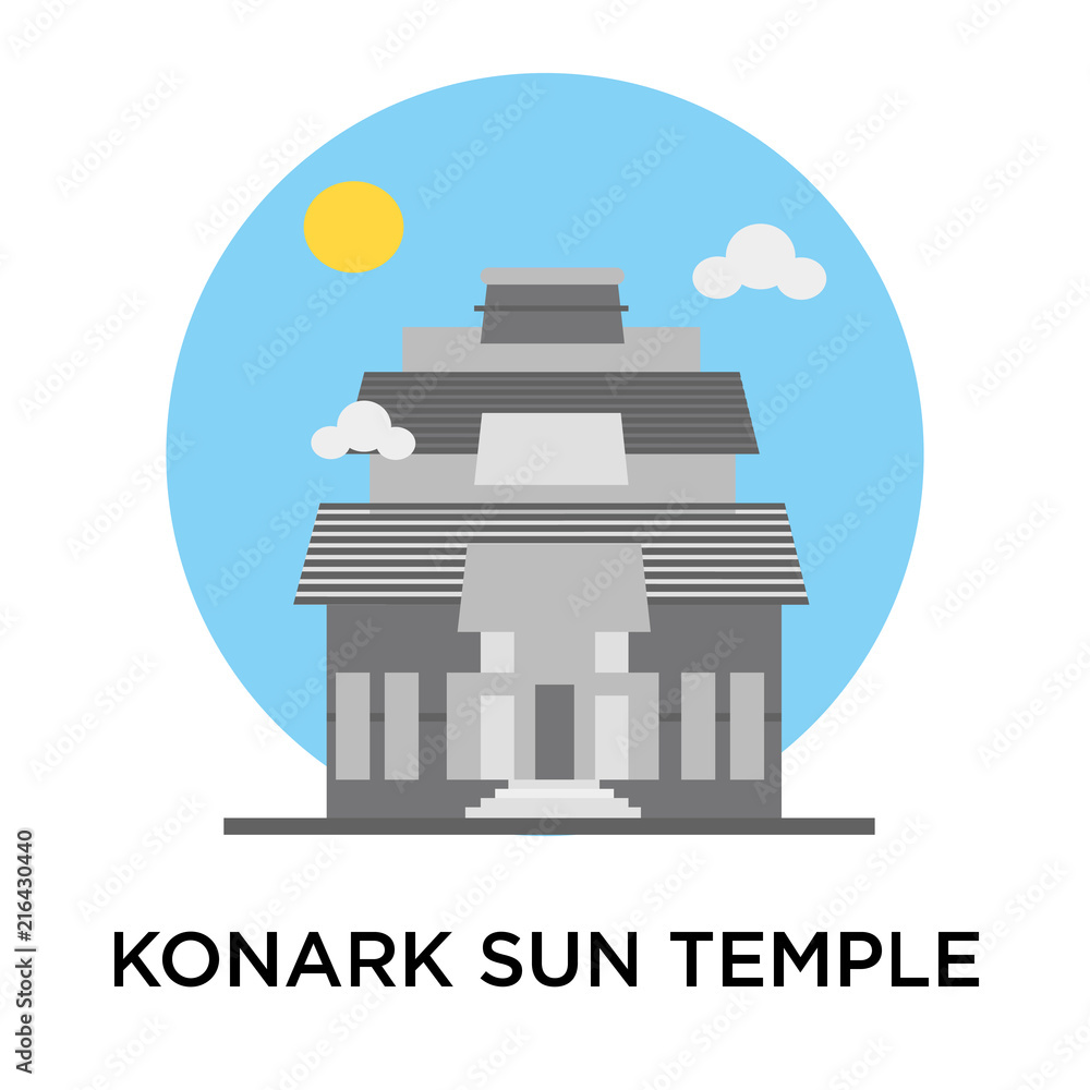 Konark sun temple icon vector sign and symbol isolated on white ...
