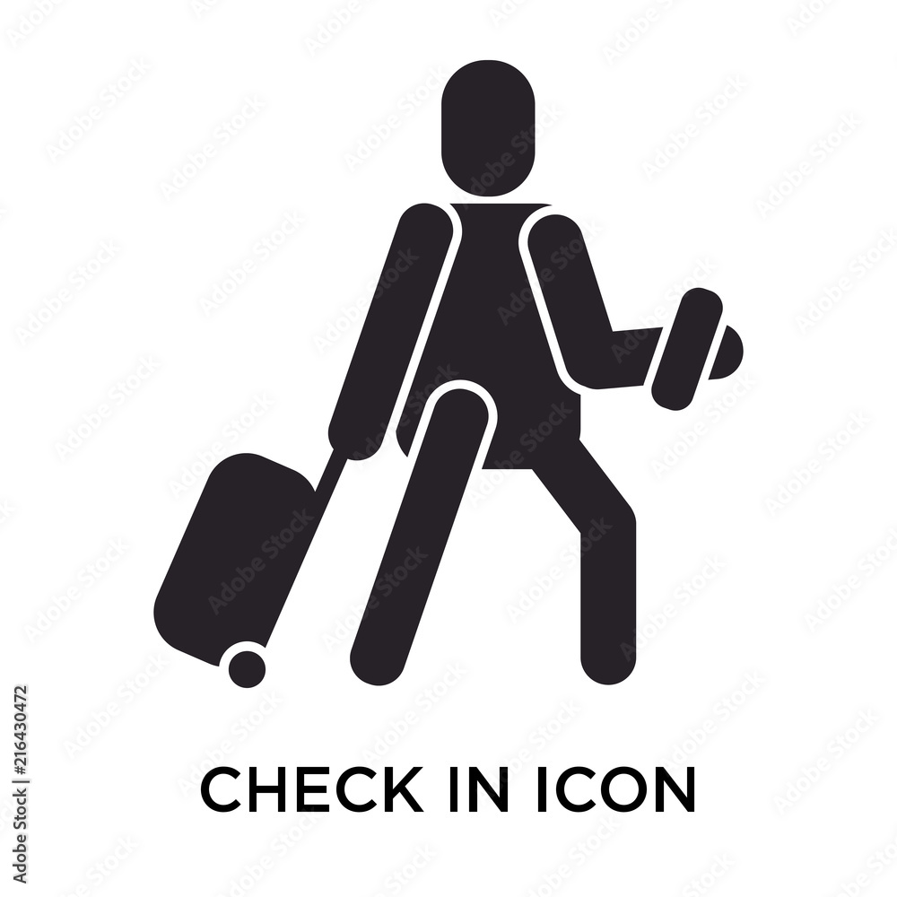 Check in icon vector sign and symbol isolated on white background ...