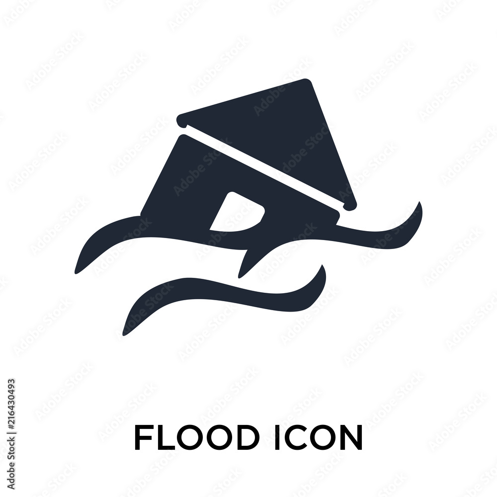 Flood icon vector sign and symbol isolated on white background, Flood ...