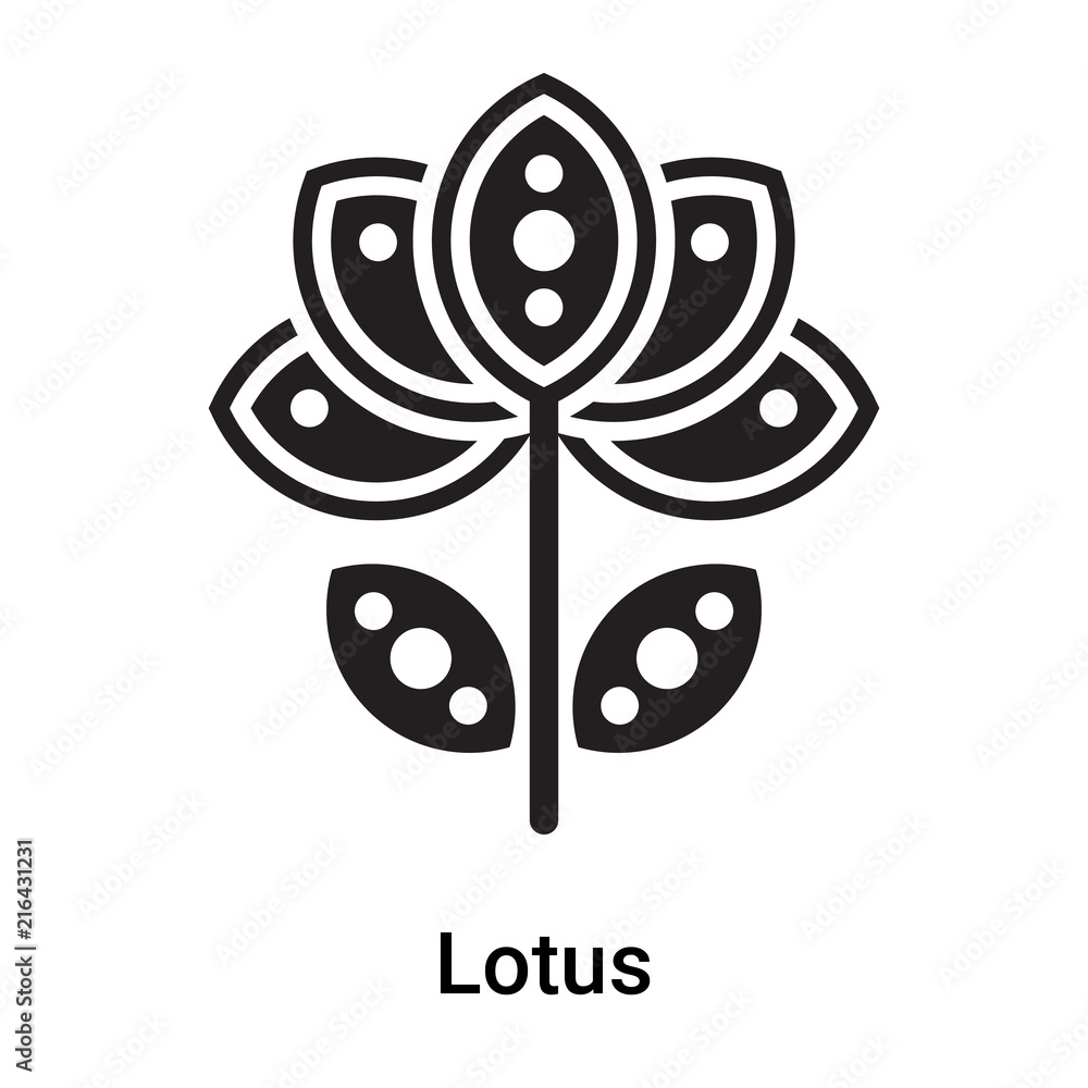 Lotus icon vector sign and symbol isolated on white background, Lotus ...