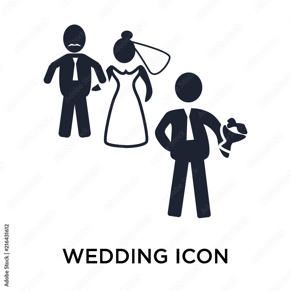 Wedding icon vector sign and symbol isolated on white background ...