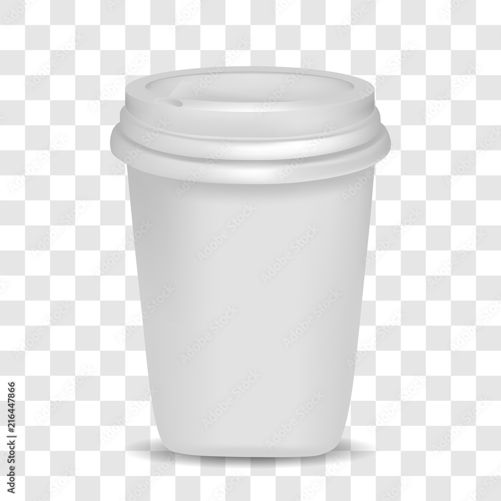 Vector image of a realistic plastic cup with lid on a transparent ...
