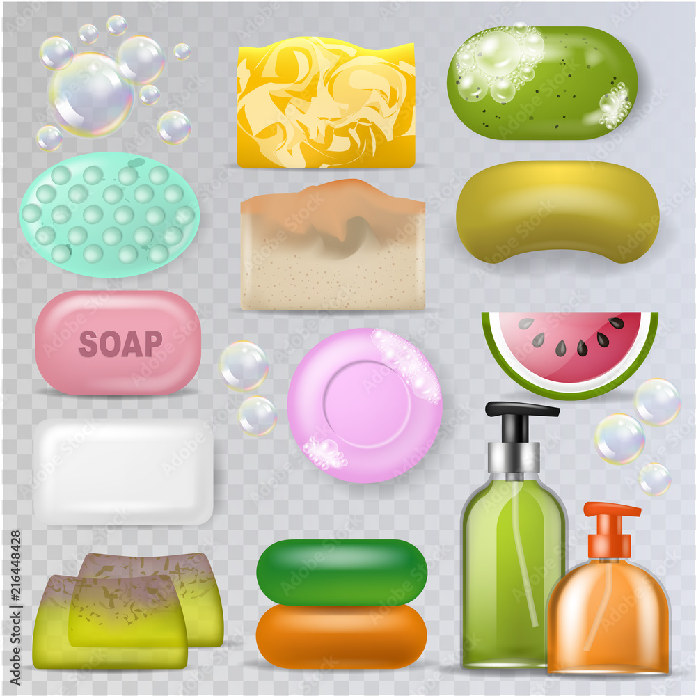 Soap vector hygiene soft-soap and bath soaper with soap-bubble ...