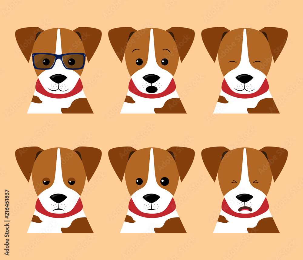 Vector set isolated emotion puppy dog. Collection funny dogs in cartoon ...