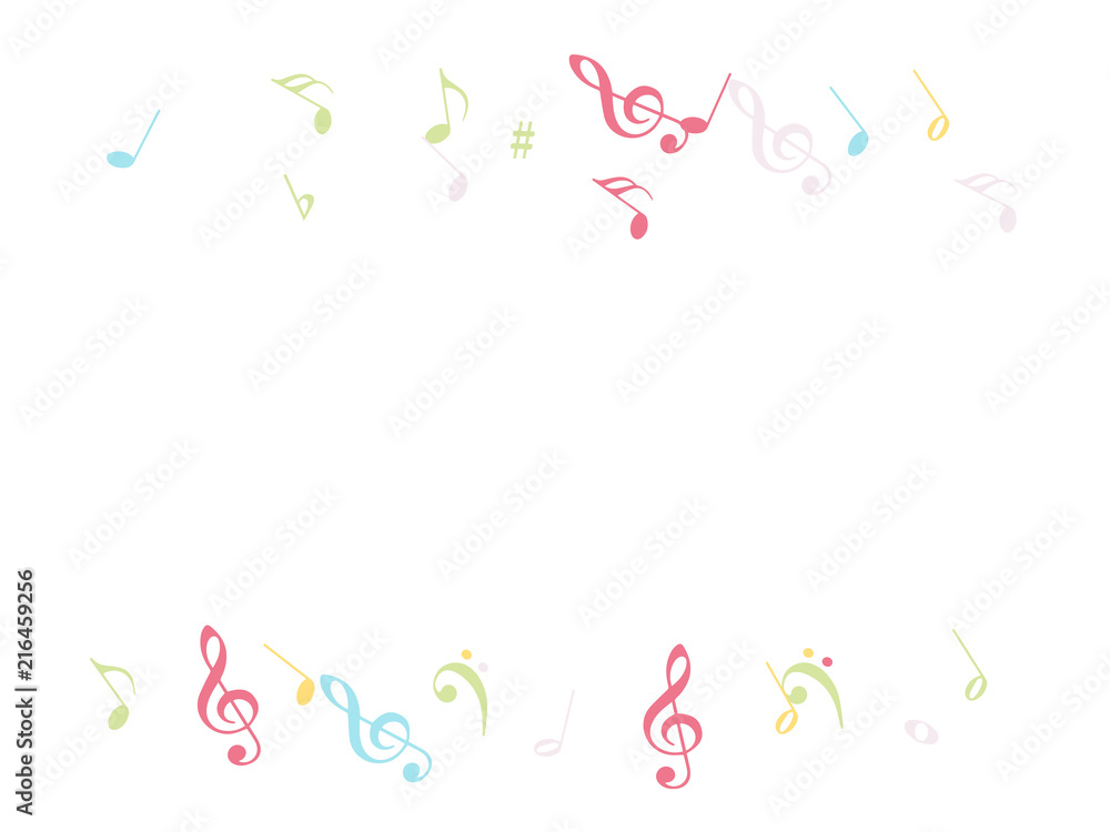 Music Notes Confetti Falling Chaos Vector. Music Symbols Texture Poster ...