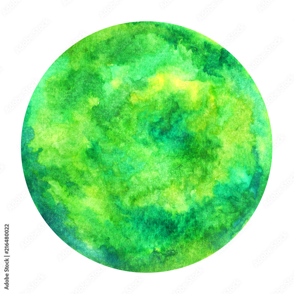 green color of chakra symbol heart concept, watercolor painting hand ...