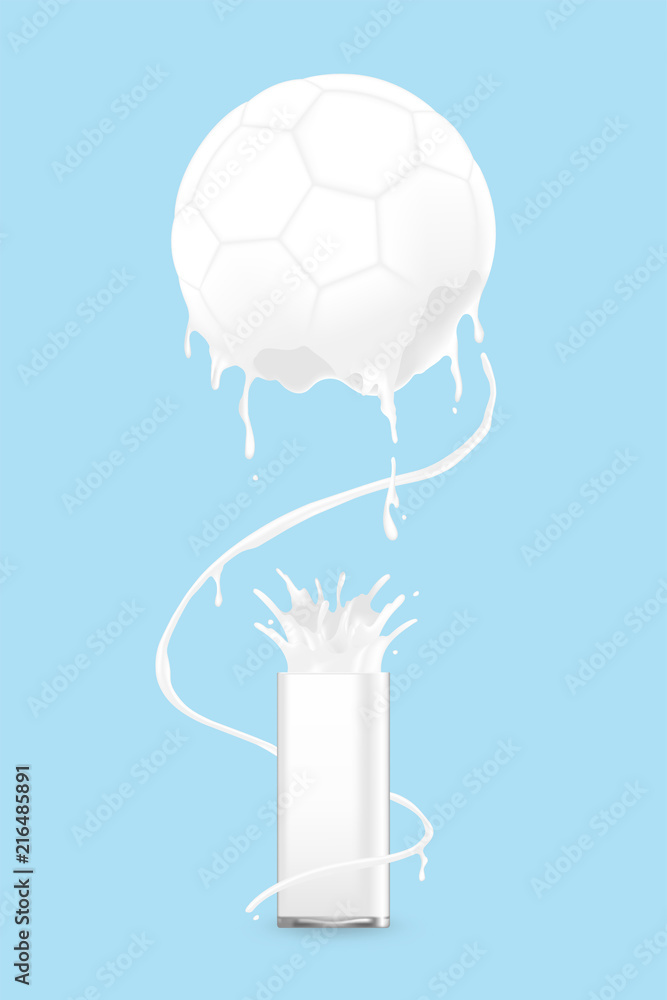 Milk splash Soccer ball shape from glass, World Milk Day concept 3D ...