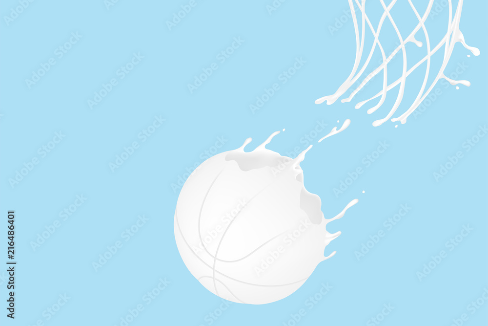 Milk splash Basketball and hoop shape, World Milk Day concept 3D ...