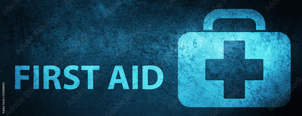 First aid special blue banner background Stock Illustration | Adobe Stock