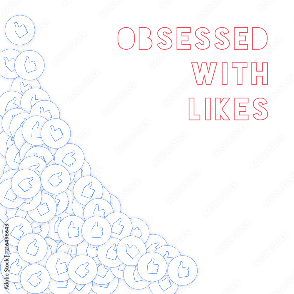 Vetor de Social media icons. Obsessed with likes concept. Falling ...