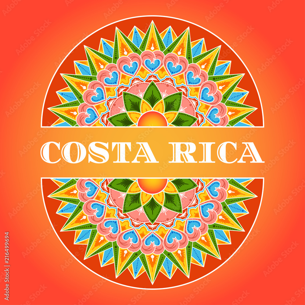 Costa Rica illustration vector. Traditional decorated pattern from ...
