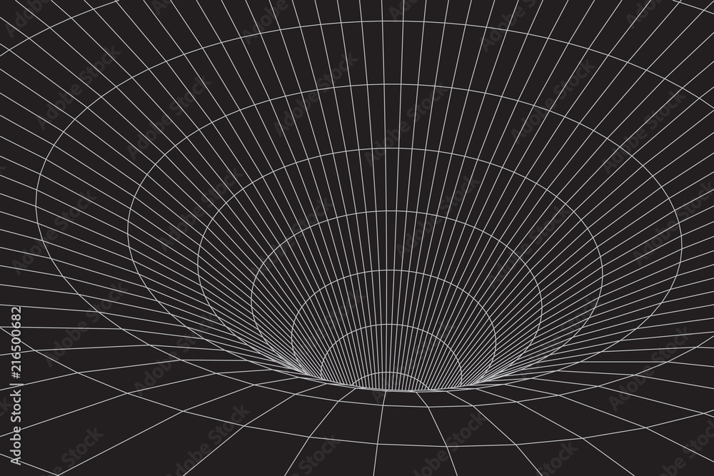 3D tunnel. Vector abstract lines pattern. Optical illusion.Tunnel or ...