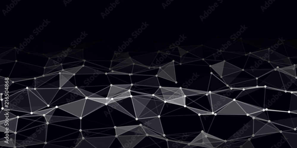 Big data. Abstract technology background. Low poly shape. Data ...
