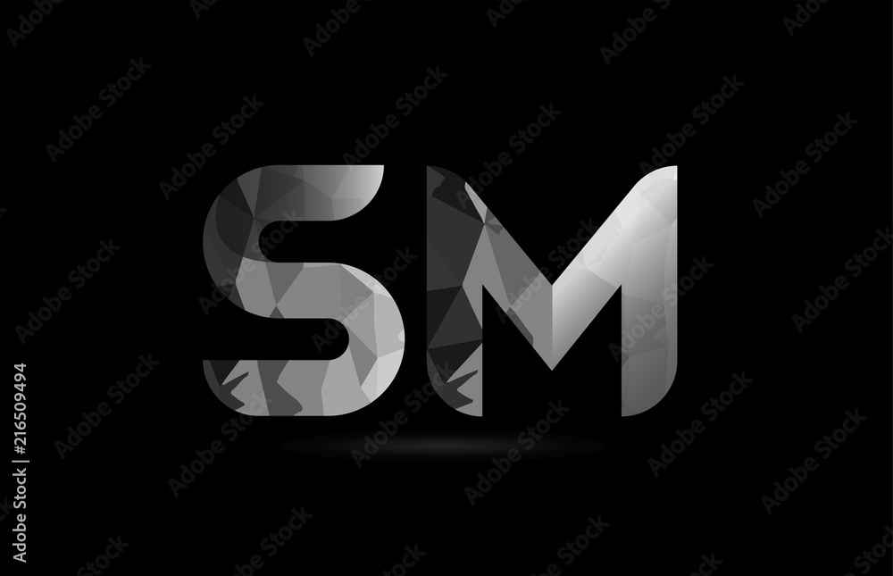 black and white alphabet letter sm s m logo combination Stock Vector ...