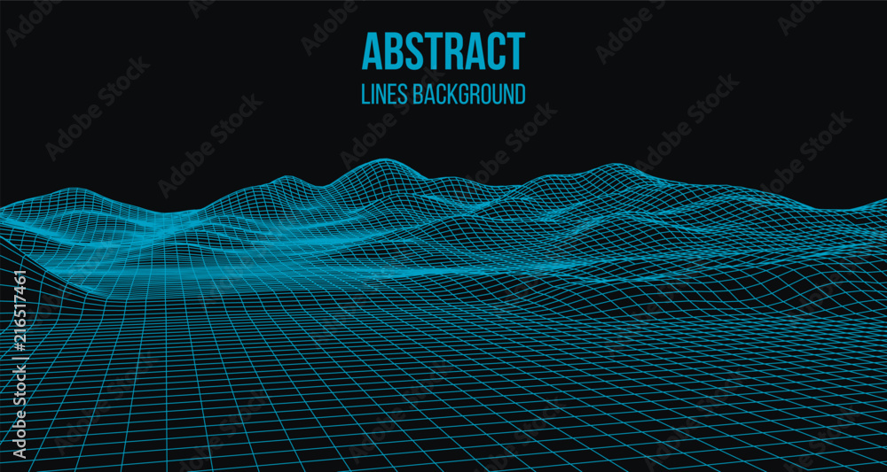 Wireframe landscape wire. Wireframe terrain polygon landscape design ...
