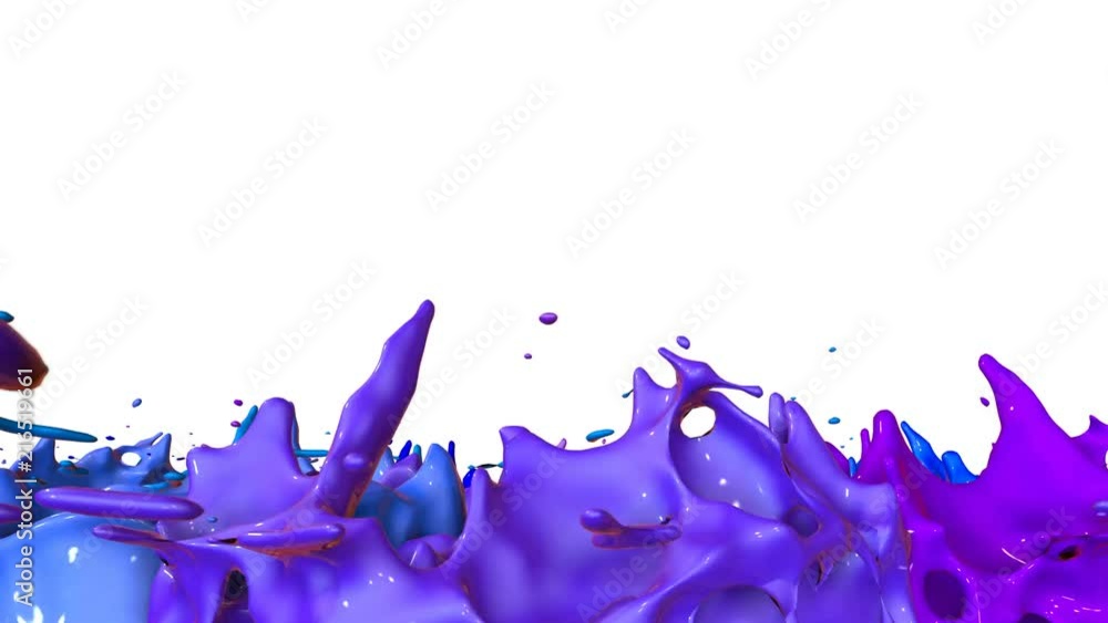 3d animation of paint splashes on a musical speaker that play music. 3d ...