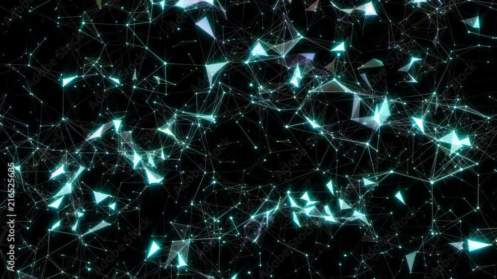 Blue fantasy abstract technology, engineering and science motion background with particles and ...