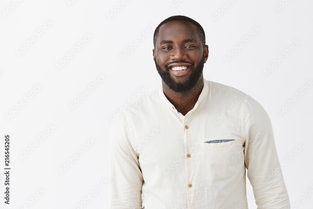 Charming dark-skinned boyfriend ready to make proposal, feeling happy ...