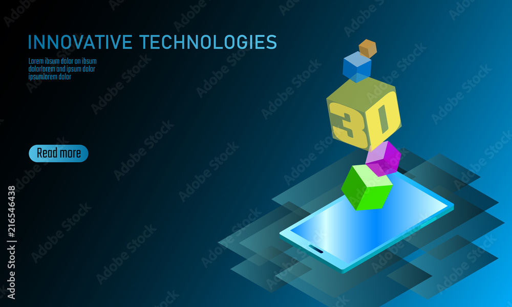 3D-enabled display smartphone concept. Stereoscopic output view ...