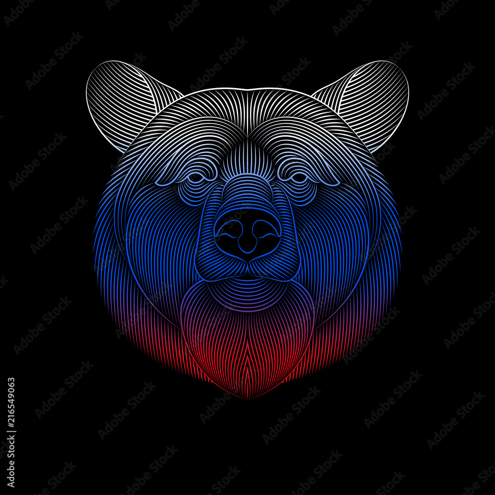 Engraving of stylized russian bear on black background Stock Vector ...