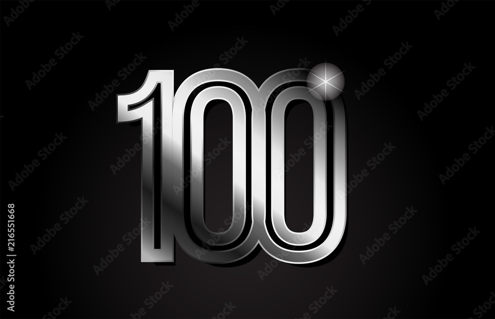 silver metal number 100 logo icon design Stock Vector | Adobe Stock