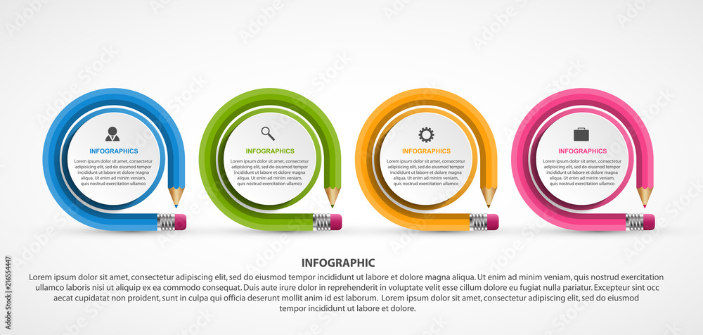 Education Infographics template with pencil. Can be used for education ...
