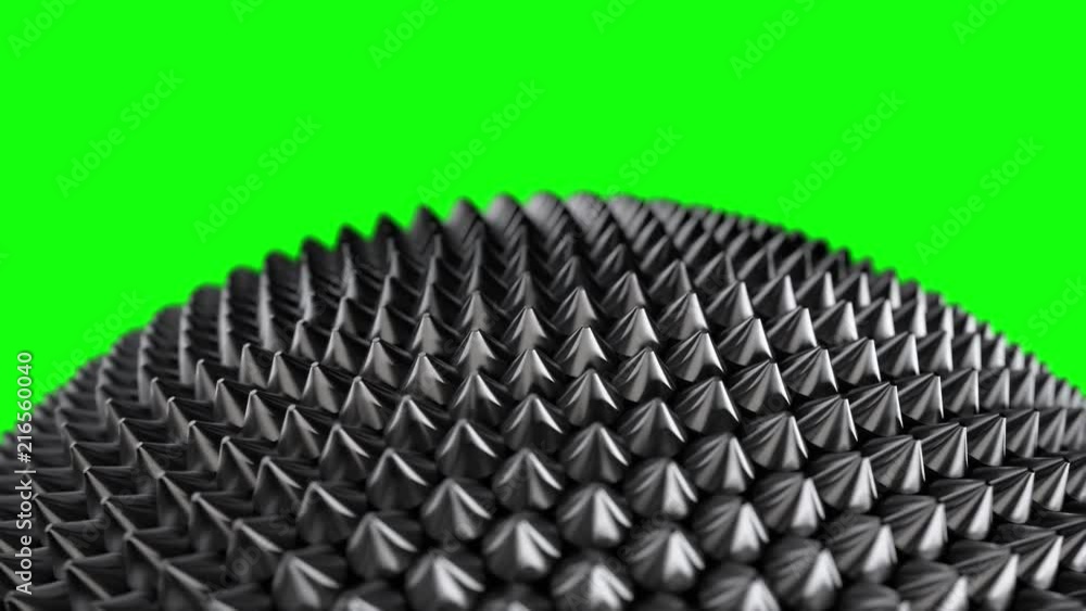 Green screen. abstract metal. Spikes animation background. BDSM planet ...