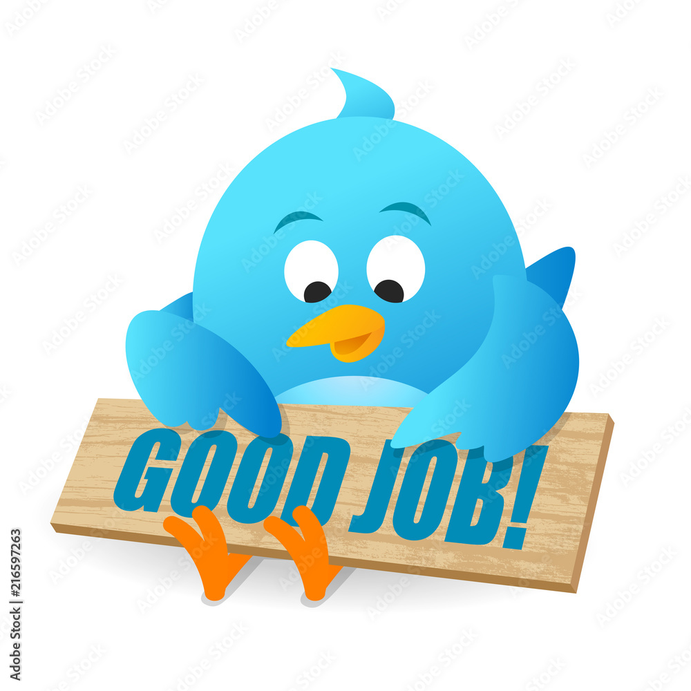 Blue Bird Good Job Announcement Notice Board Stock Illustration | Adobe ...