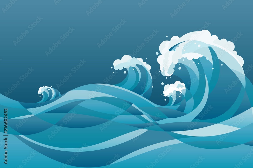 high tide sea water waves Background. illustration of waves in the ...