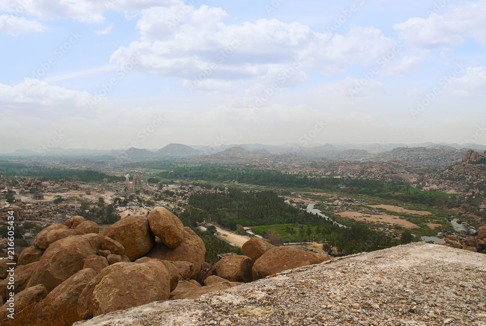 Arieal view of Hampi from the east side of Matanga Hill top, Hampi ...
