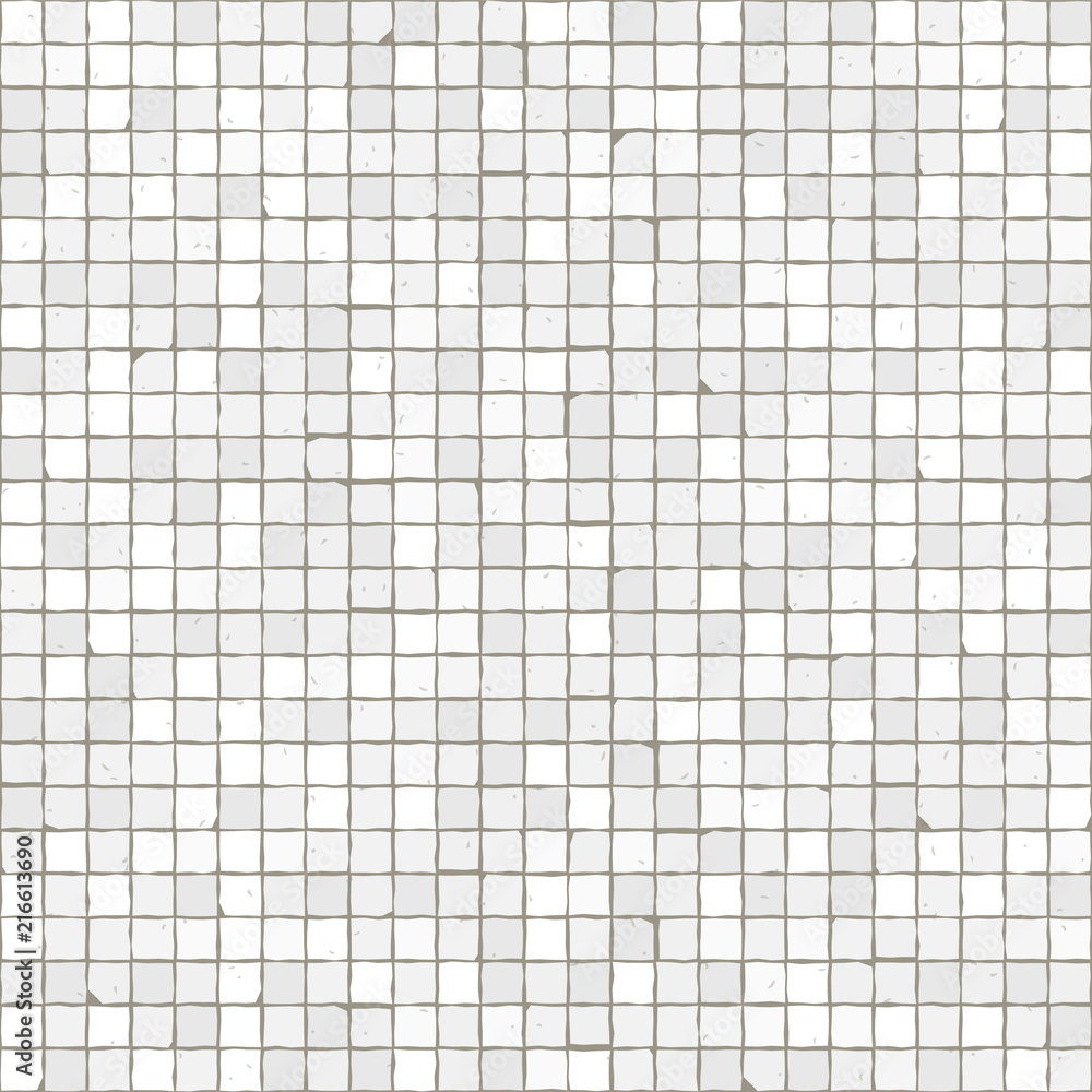 Seamless mosaic floor pattern. White pavement stone tiles. Geometric ...