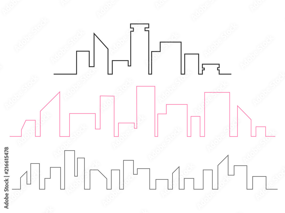 City Skyline continuous line drawing vector illustration. l Stock ...