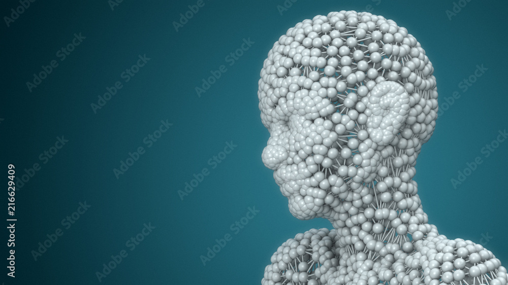 3d render. Head Human shattered portrait Stock Illustration | Adobe Stock