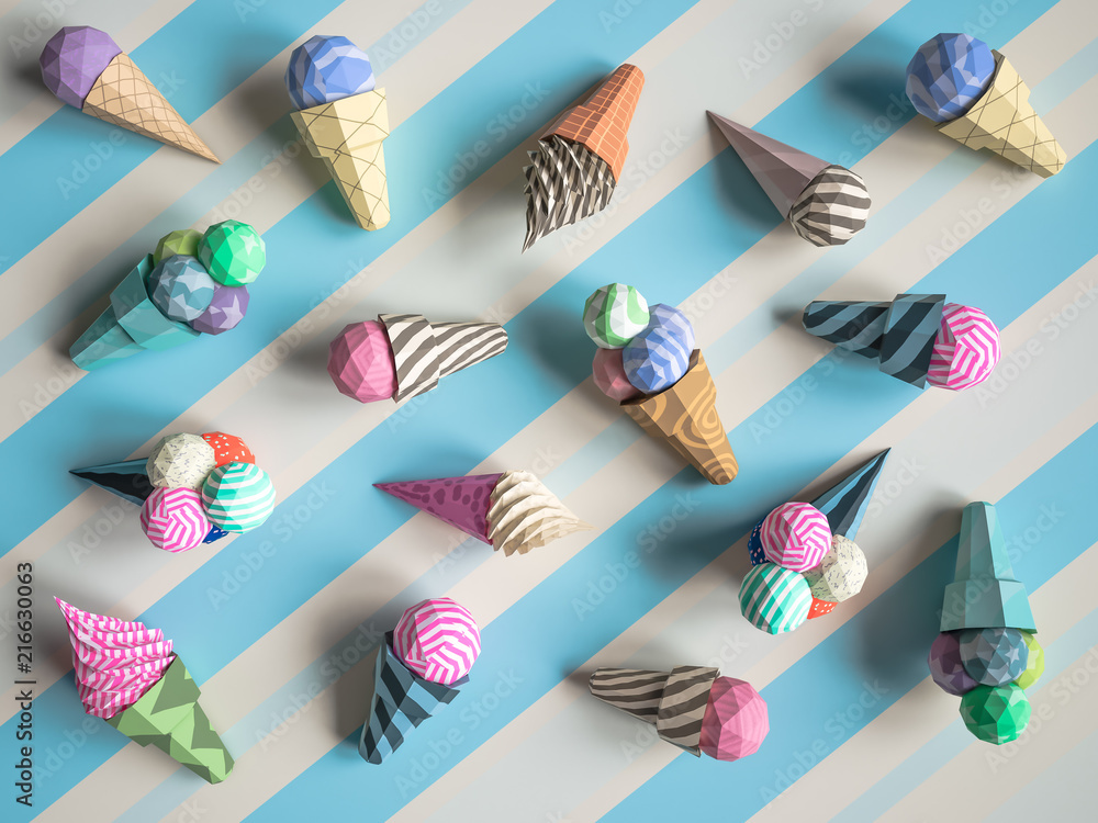 Ice cream from cardboard on papper backgrouфnd. Cartoon food product ...