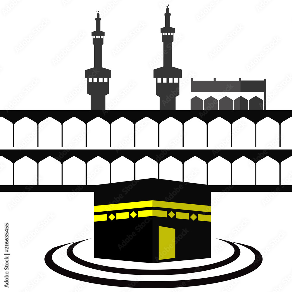 makkah kaaba hajj umrah logo design with text space for background ...