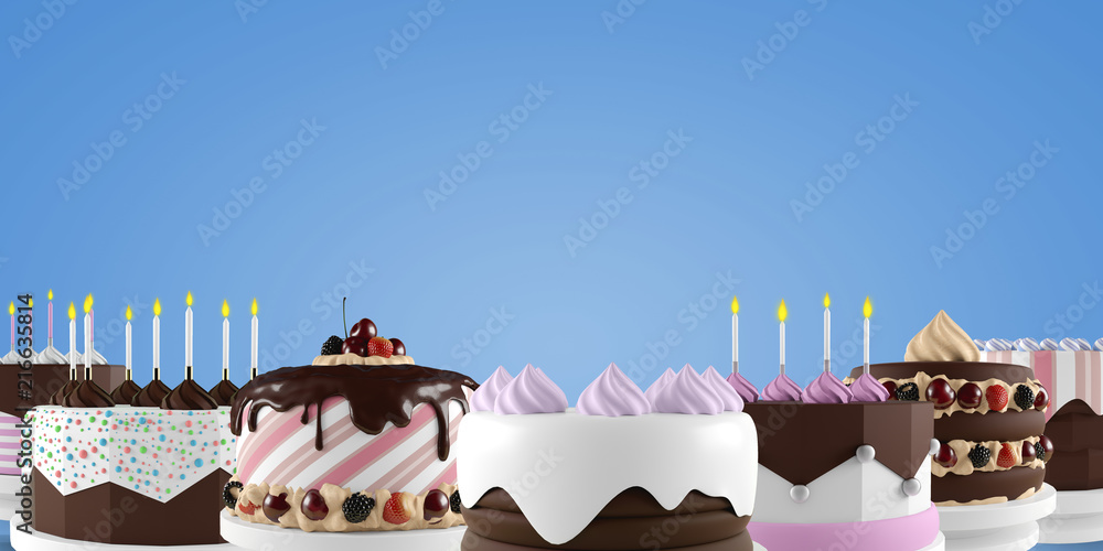 Different buttercream birthday and wedding cakes with colorful elements ...