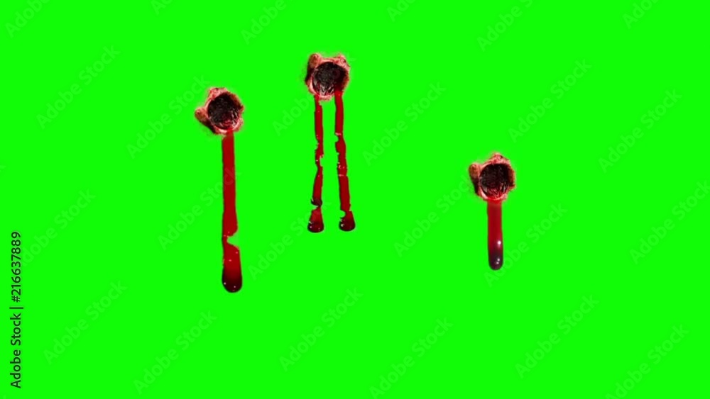 Gun Bullet Three Holes Blood Green Screen Animation vídeo de Stock ...