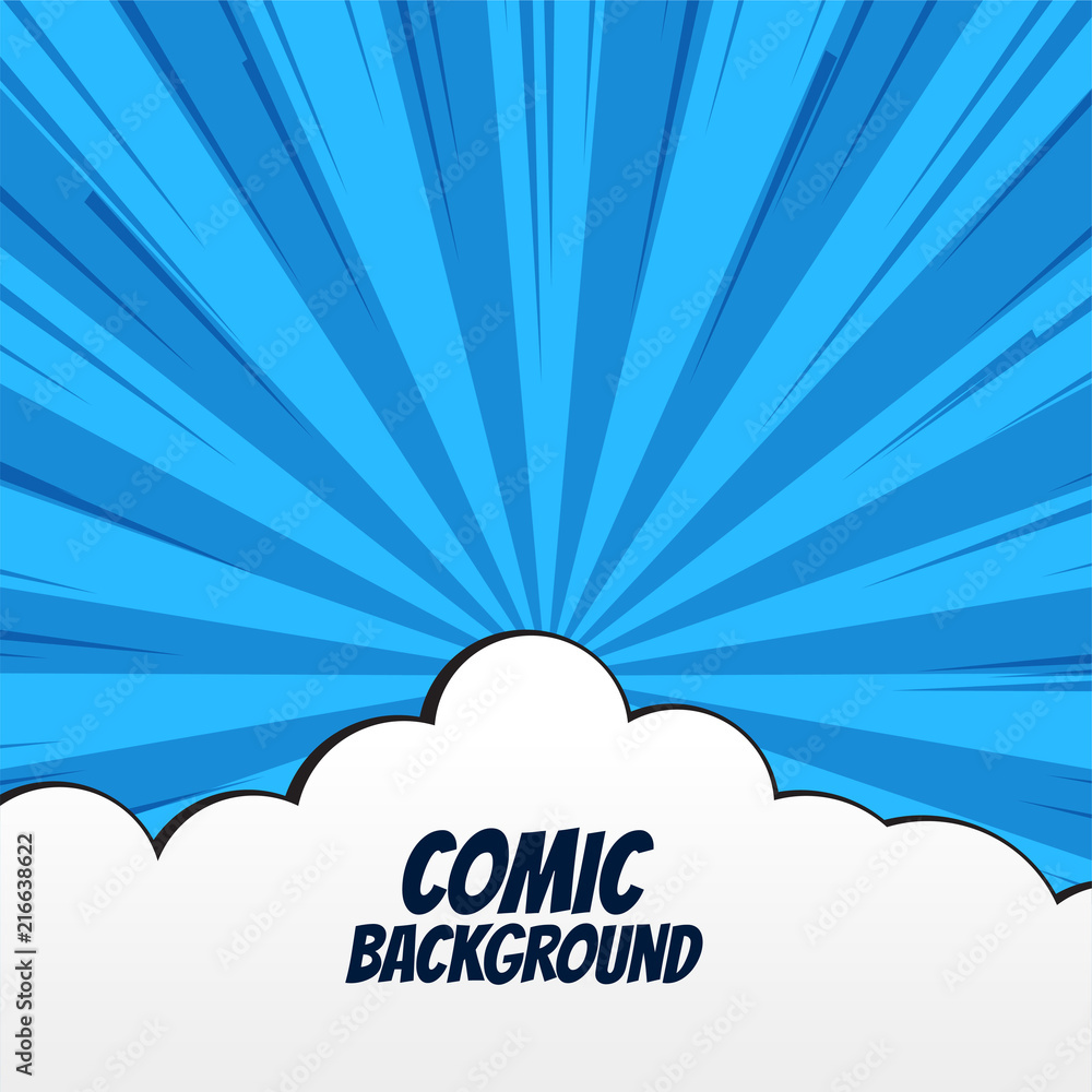 comic background with clouds and rays Stock Vector | Adobe Stock