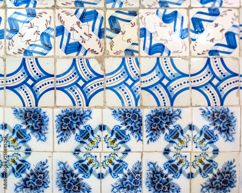 Blue and white ancient tiles from St John the Baptist church, Ein Karem ...