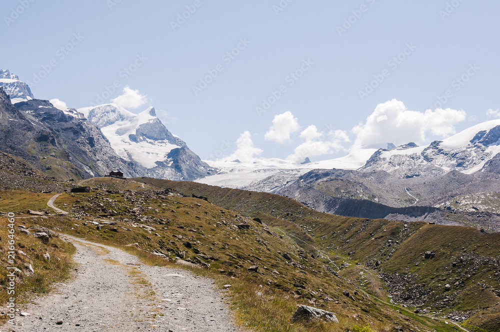Zermatt, Adlerhorn, Findelgletscher, Gletscher, Moräne ...
