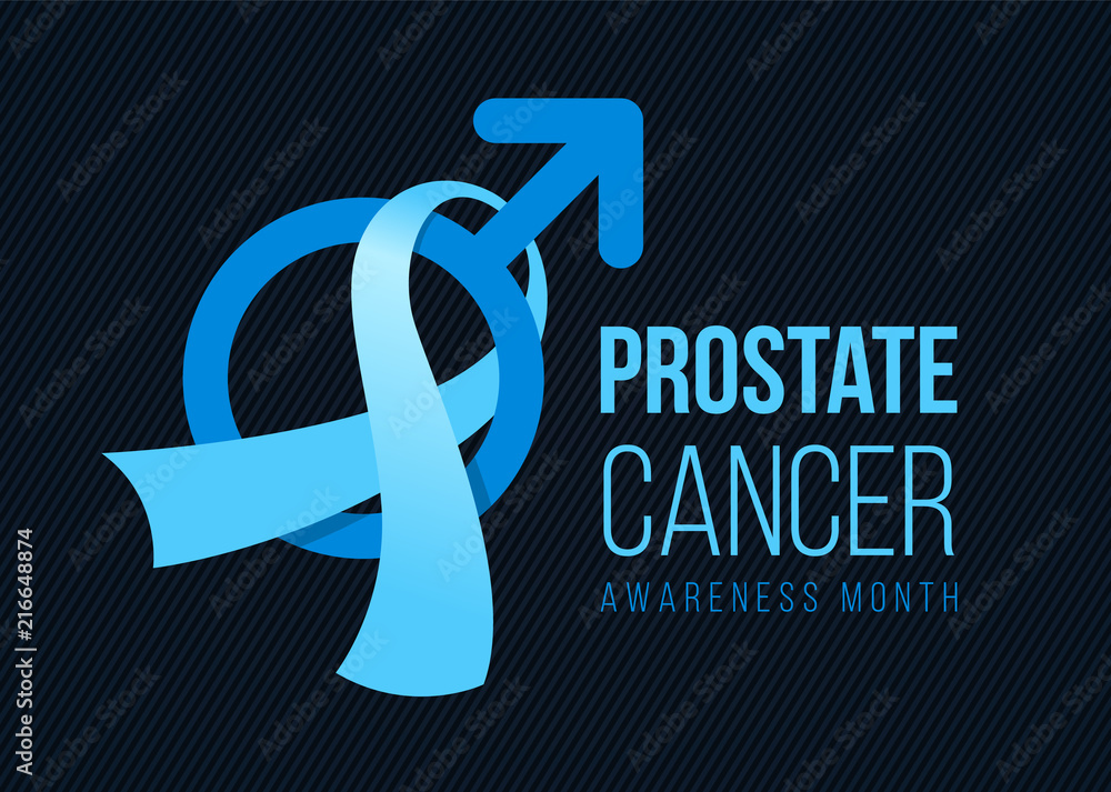 Prostate cancer Awareness month banner with blue light ribbon and male ...