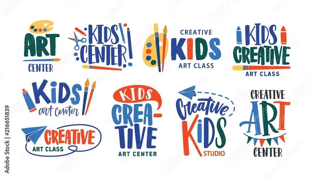 Collection of letterings handwritten with calligraphic fonts for logo ...