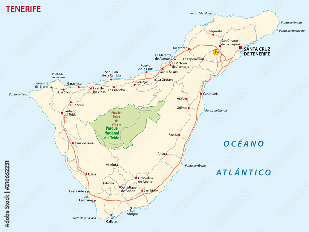Vector road map of Canary Island tenerife Stock Vector | Adobe Stock