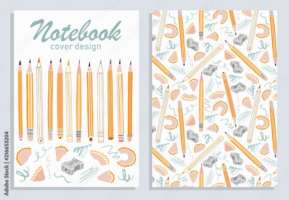 Copybook, notebook school cover design. Vector template Stock Vector ...