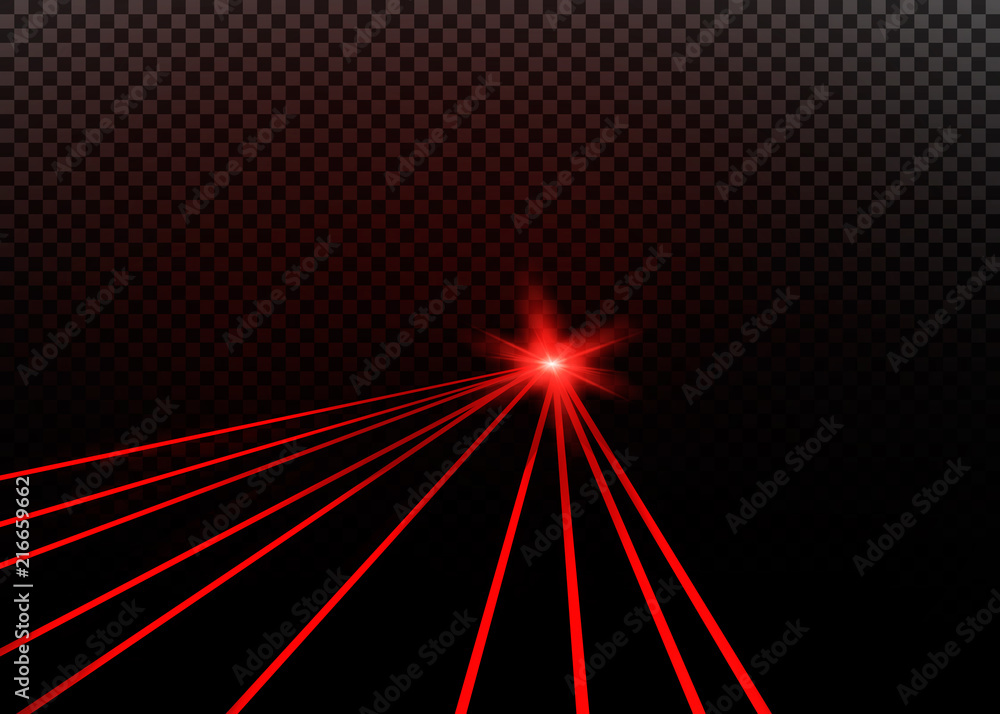 Abstract red laser beam. Transparent isolated on black background ...