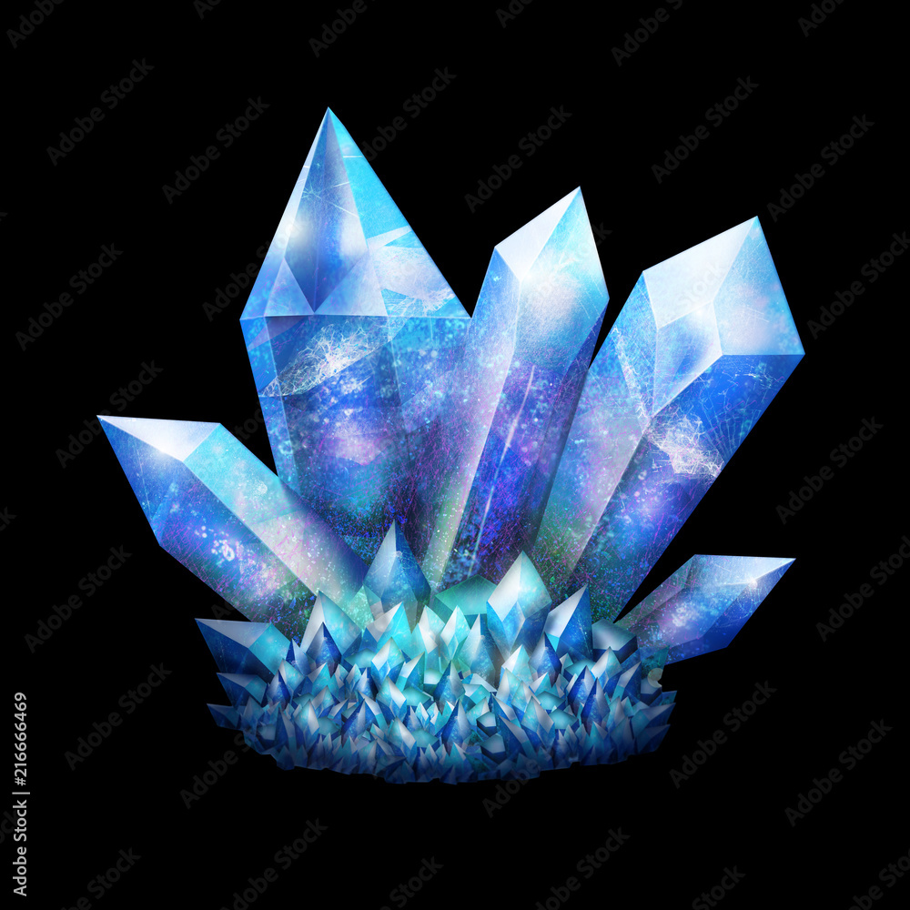 Голубые природные кристаллы на черном фоне. Stock Illustration | Adobe ...