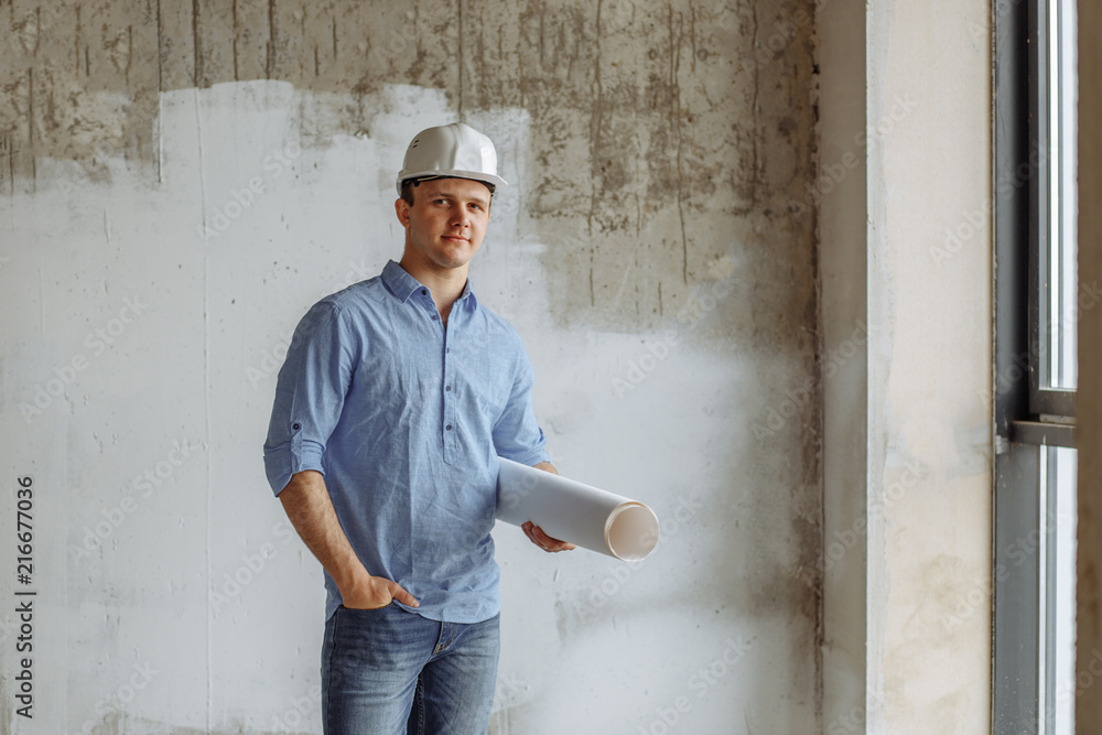 sucess in building industry. young builder has implemented a project ...