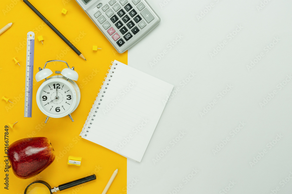 Table top view aerial image of back to school of education season ...