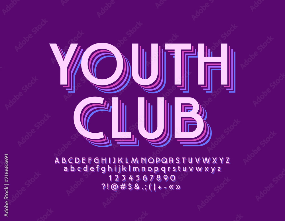 Vector Colorful Party Club Font. Bright Abstract Pattern Alphabet ...